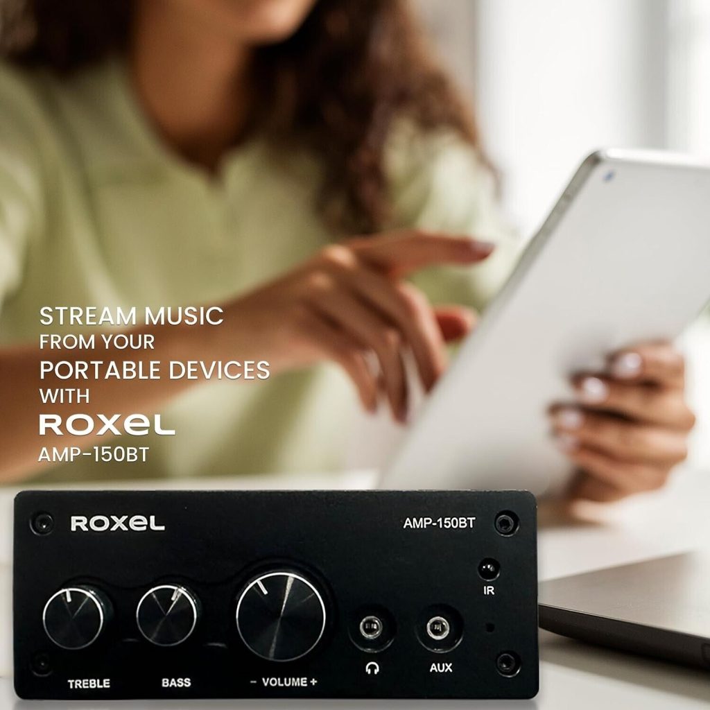 Roxel AMP-150BT Amplifier for 2 Channel Wireless Stereo Audio Amplifier ...